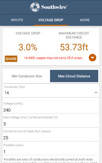 Southwire Voltage Drop Calc by Southwire Company | T&D World
