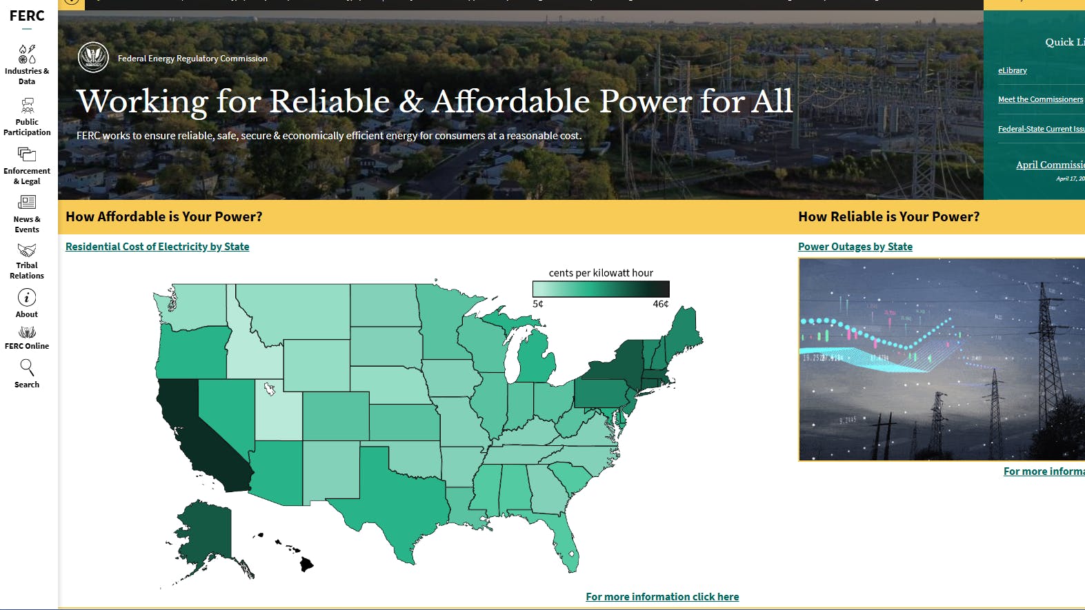 FERC Website Update Features Consumer Power Costs and Grid Reliability ...